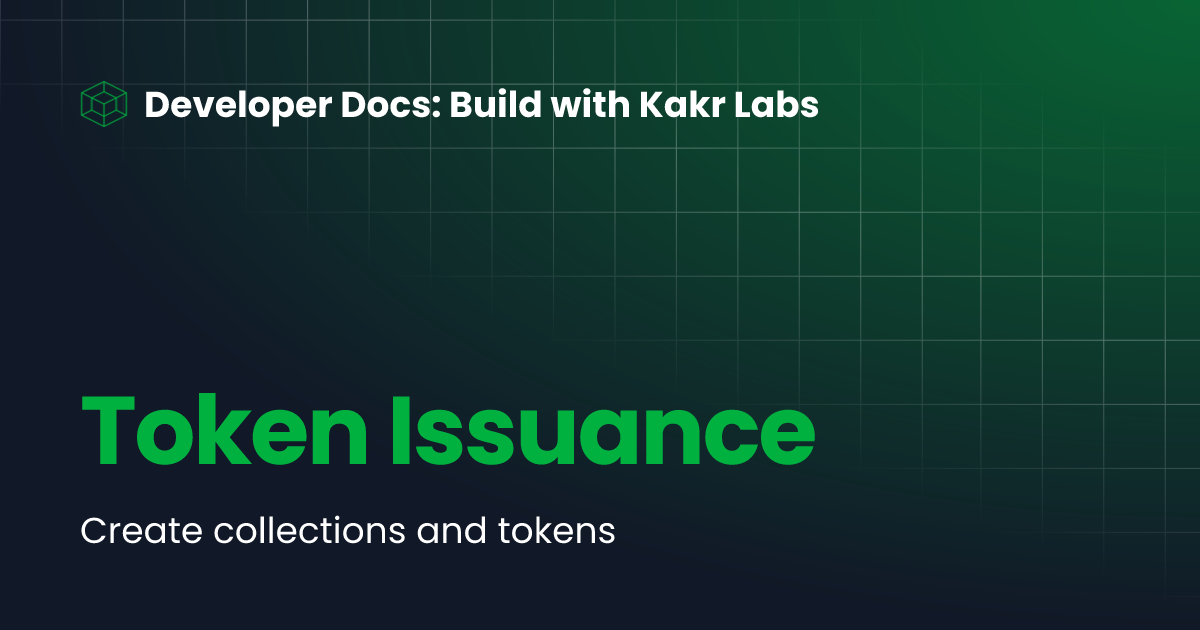 Token Issuance | Developer Docs: Build with Kakr Labs