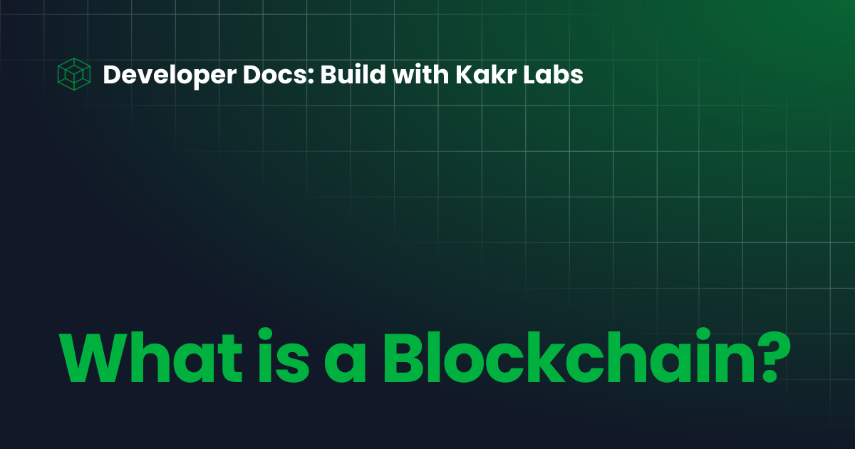 What is a Blockchain? | Developer Docs: Build with Kakr Labs