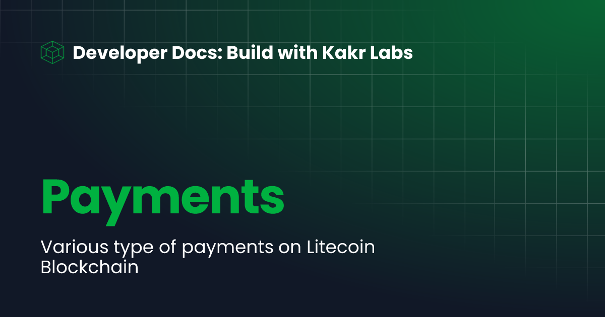 Payments | Developer Docs: Build with Kakr Labs